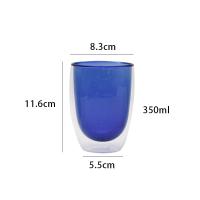 China Delicate Pyrex Glass Double Cup Colored For Home Breakfast for sale