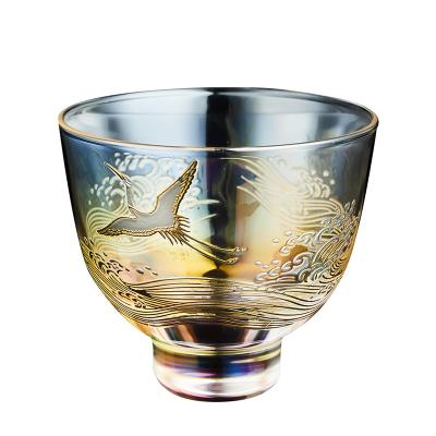 China Gilt Craft Unreal Color Glass Small Tea Cup 80ml 120ml for sale