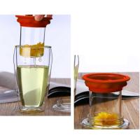 China Cylinder Double Borosilicate Glass Cup With Silicone Lid for sale