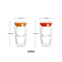 China Cylinder Double Borosilicate Glass Cup With Silicone Lid for sale