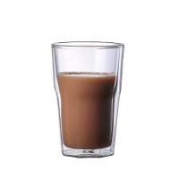 China Transparent Borosilicate Glass Double Cup 200ml 400ml For Juice Tea Milk for sale