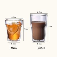 China Transparent Borosilicate Glass Double Cup 200ml 400ml For Juice Tea Milk for sale