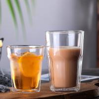 China Transparent Borosilicate Glass Double Cup 200ml 400ml For Juice Tea Milk for sale