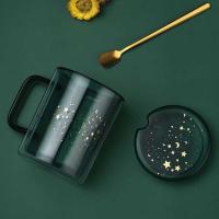 China Star Green Borosilicate Personalized Glass Cup Double Layer for sale