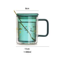 China Star Green Borosilicate Personalized Glass Cup Double Layer for sale