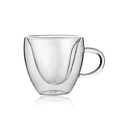 China Borosilicate Glass Double wall Cup Heart Shaped 180ml 240ml for sale