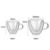 China Borosilicate Glass Double wall Cup Heart Shaped 180ml 240ml for sale