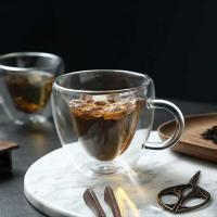 China Borosilicate Glass Double wall Cup Heart Shaped 180ml 240ml for sale