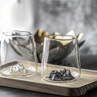 China Mountain Shaped Whisky Glass Cup high borosilicate 400ml for sale