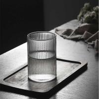 China Classic Lead free Glass Drinking Cup 300ml 400ml Vertical Striped for sale