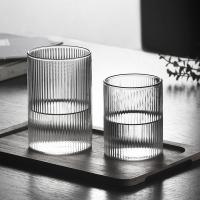 China Classic Lead free Glass Drinking Cup 300ml 400ml Vertical Striped for sale
