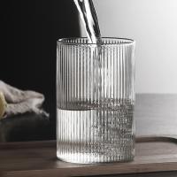 China Classic Lead free Glass Drinking Cup 300ml 400ml Vertical Striped for sale