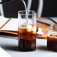 China Square High Borosilicate Personalized Glass Cup 250ml 400ml for Breakfast Milk for sale