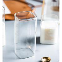 China Square High Borosilicate Personalized Glass Cup 250ml 400ml for Breakfast Milk for sale