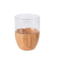 China High Borosilicate Wine Drinking Glass Cup 200ml With Wooden Bottom for sale