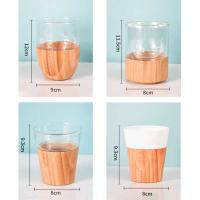 China High Borosilicate Wine Drinking Glass Cup 200ml With Wooden Bottom for sale