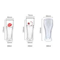 China Cylinder Double Borosilicate Glass Beer Mug 300ml 400ml 450ml for sale