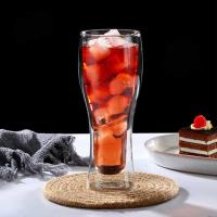 China Cylinder Double Borosilicate Glass Beer Mug 300ml 400ml 450ml for sale