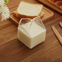 China High borosilicate Breakfast Milk Glass Bottle 250ml Clear Square Shape for sale