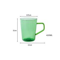 China Summer Green Amber High Borosilicate Glass Cup 420ml With Handle for sale