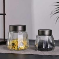 China 300ml Scented Tea Glass Storage Jars With Double Sealing Cover for sale