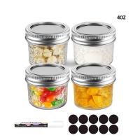 China 4Oz Crystal Mason Caviar Glass Storage Jars With Airtight Lids for sale