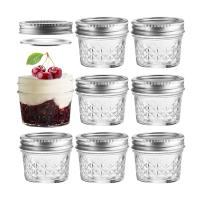 China 4Oz Crystal Mason Caviar Glass Storage Jars With Airtight Lids for sale
