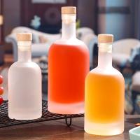 China Transparent Frosted Beverage Juice Wine bottle Whisky Vodka Spirit Liquor Glass Bottle for sale