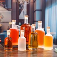 China Transparent Frosted Beverage Juice Wine bottle Whisky Vodka Spirit Liquor Glass Bottle for sale