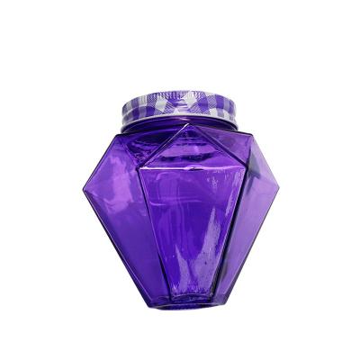 China Wholesale 500ml Diamond shape glass mason bottle beverage juice mason jar with straw for sale
