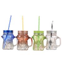China Wholesale Customized 16 Oz Wide Mouth Round Glass Mason Jars With Handles for sale