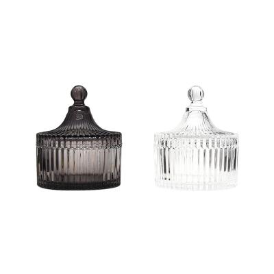 China Luxury Soy Wax Aromatherapy glass Jar Custom Crystal Candle jar with lid for sale