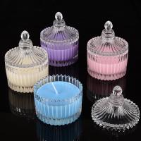 China Luxury Soy Wax Aromatherapy glass Jar Custom Crystal Candle jar with lid for sale