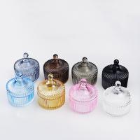 China Luxury Soy Wax Aromatherapy glass Jar Custom Crystal Candle jar with lid for sale