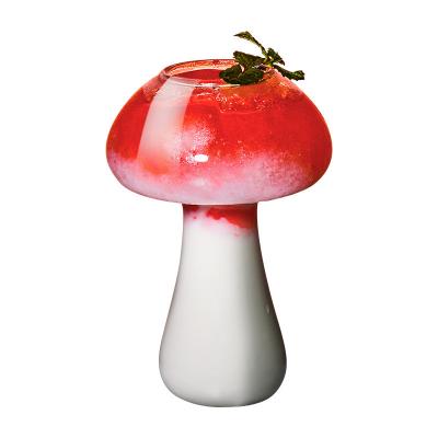China Factory Wholesale 280ml Creative Mushroom Shape Cocktail Glass Juice Cup for sale