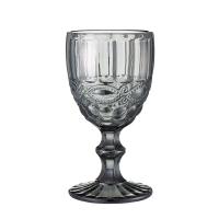 China Custom Green Pink Blue Gray wine glass Vintage Pattern Embossed Wine Goblet glass for sale