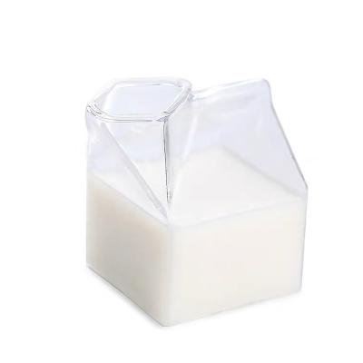 China 250ml Creative Personality Juice Cocktail Glass Square Hot Milk Box Shape Milk Cup for sale