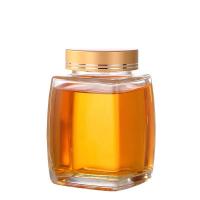 China Eco Friendly 360ml 750ml Square Glass Honey Jars With Metal Lid for sale