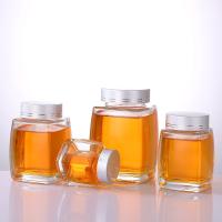 China Eco Friendly 360ml 750ml Square Glass Honey Jars With Metal Lid for sale