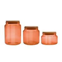 China 500ml 680ml High Borosilicate Glass Storage Jars With Bamboo Lid for sale