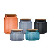China 500ml 680ml High Borosilicate Glass Storage Jars With Bamboo Lid for sale