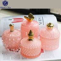 China European Style Handmade Footed Glass Candy Jars Unique Shape for sale