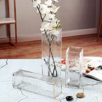 China Polished Tabletop Rectangular Decorative Glass Vases With Phnom Penh Tall for sale