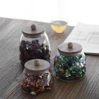 China Borosilicate Stripe Glass Storage Jars Kitchen Storage Glass Tea Canister for sale