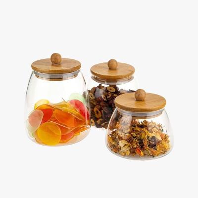 China Borosilicate Stripe Glass Storage Jars Kitchen Storage Glass Tea Canister for sale