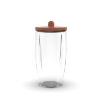 China 500ml 800ml Bamboo Lids Clear Glass Storage Jars 1L Glass Kitchen Canisters for sale