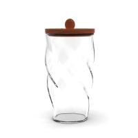 China 500ml 800ml Bamboo Lids Clear Glass Storage Jars 1L Glass Kitchen Canisters for sale