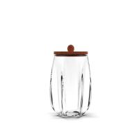 China 500ml 800ml Bamboo Lids Clear Glass Storage Jars 1L Glass Kitchen Canisters for sale