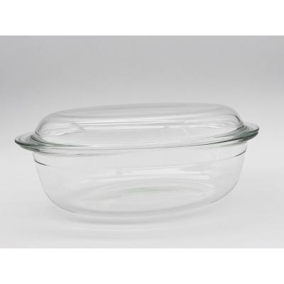 China 4L 4.5L 6.5L Glass Baking Dish Heat Resistant Glass Pizza Pan for sale
