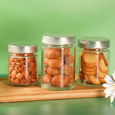 China 6oz 9oz 12oz Wide Mouth Glass Jar Glass Canister Jar With Silver Lid for sale